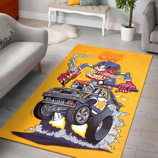 Rat Fink Super Cop Rug Hot Rod Rug for Garage - Bluefink