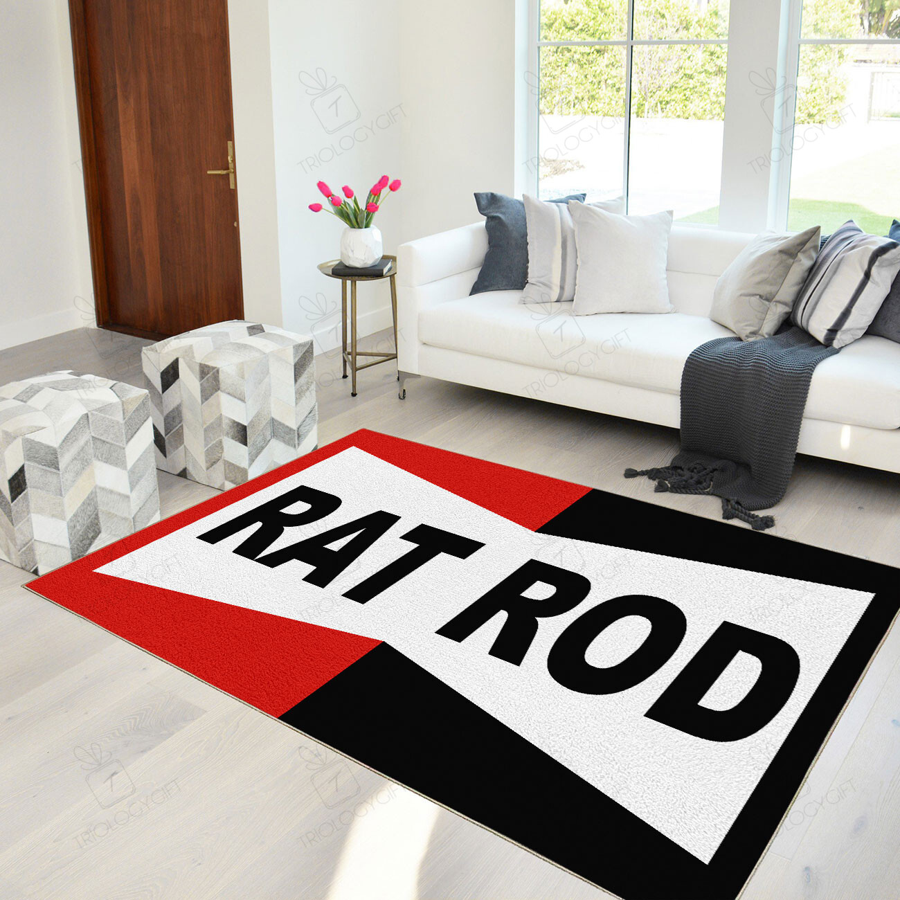 Rat Rod Area Rug for Garage Decoration - Bluefink