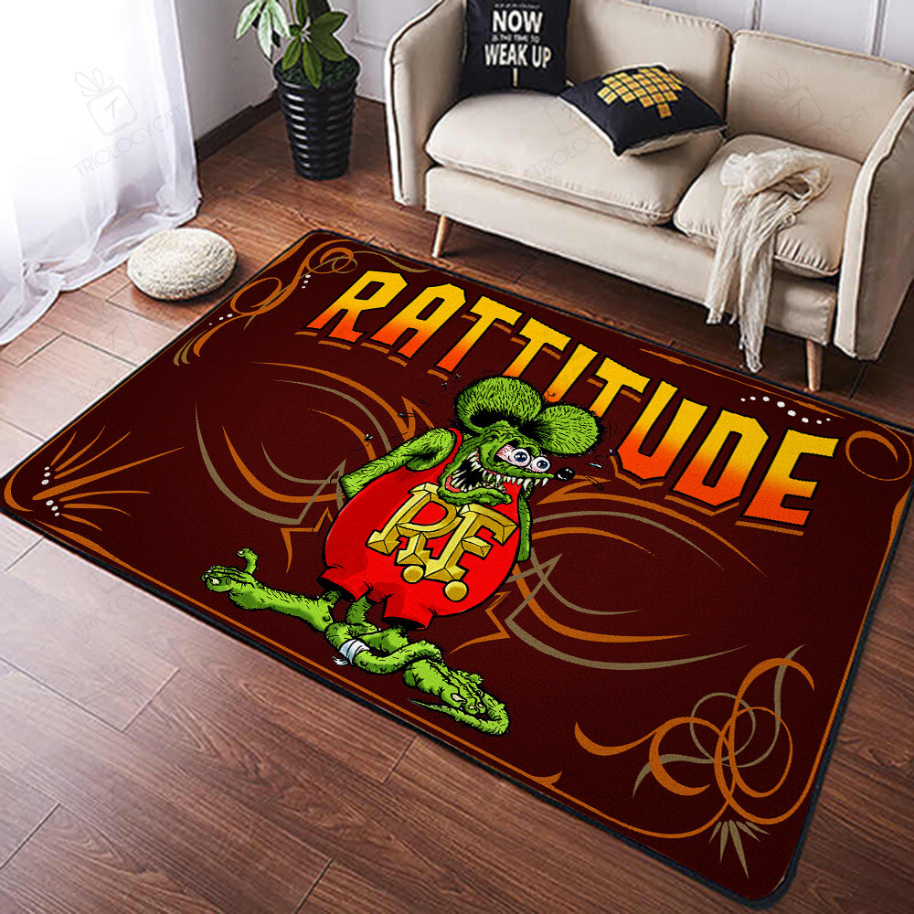 Rattitude Rat Fink Rug Hot Rod Rug for Garage - Bluefink
