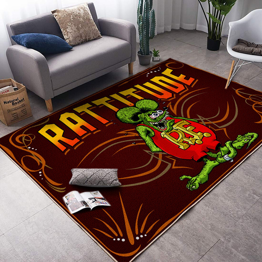 Rattitude Rat Fink Rug Hot Rod Rug for Garage - Bluefink