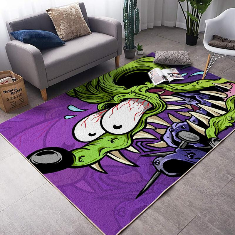 Scary Rat Fink Rug Hot Rod Rug for Garage - Bluefink