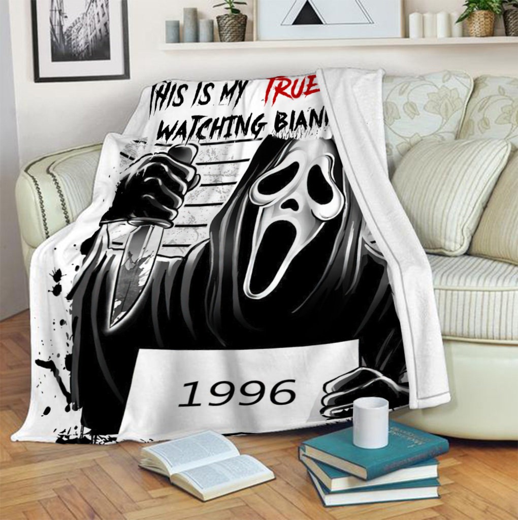 Scream Movies Blanket - True Crime Watching - Ghost Face Mugshot ...