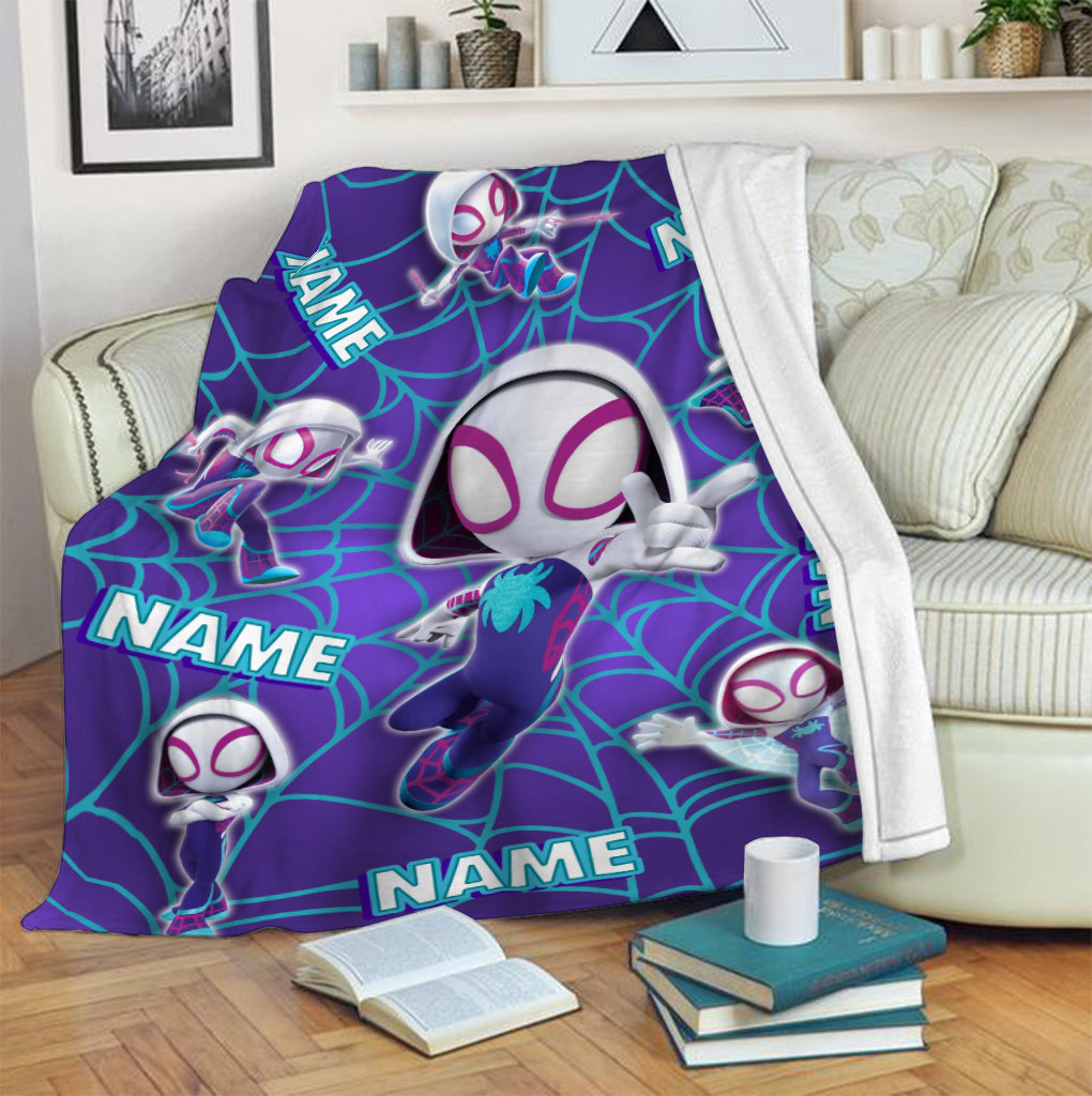 Spider Gwen Custom Name Quilt Blanket - Super Hero Blanket - Great Gift ...