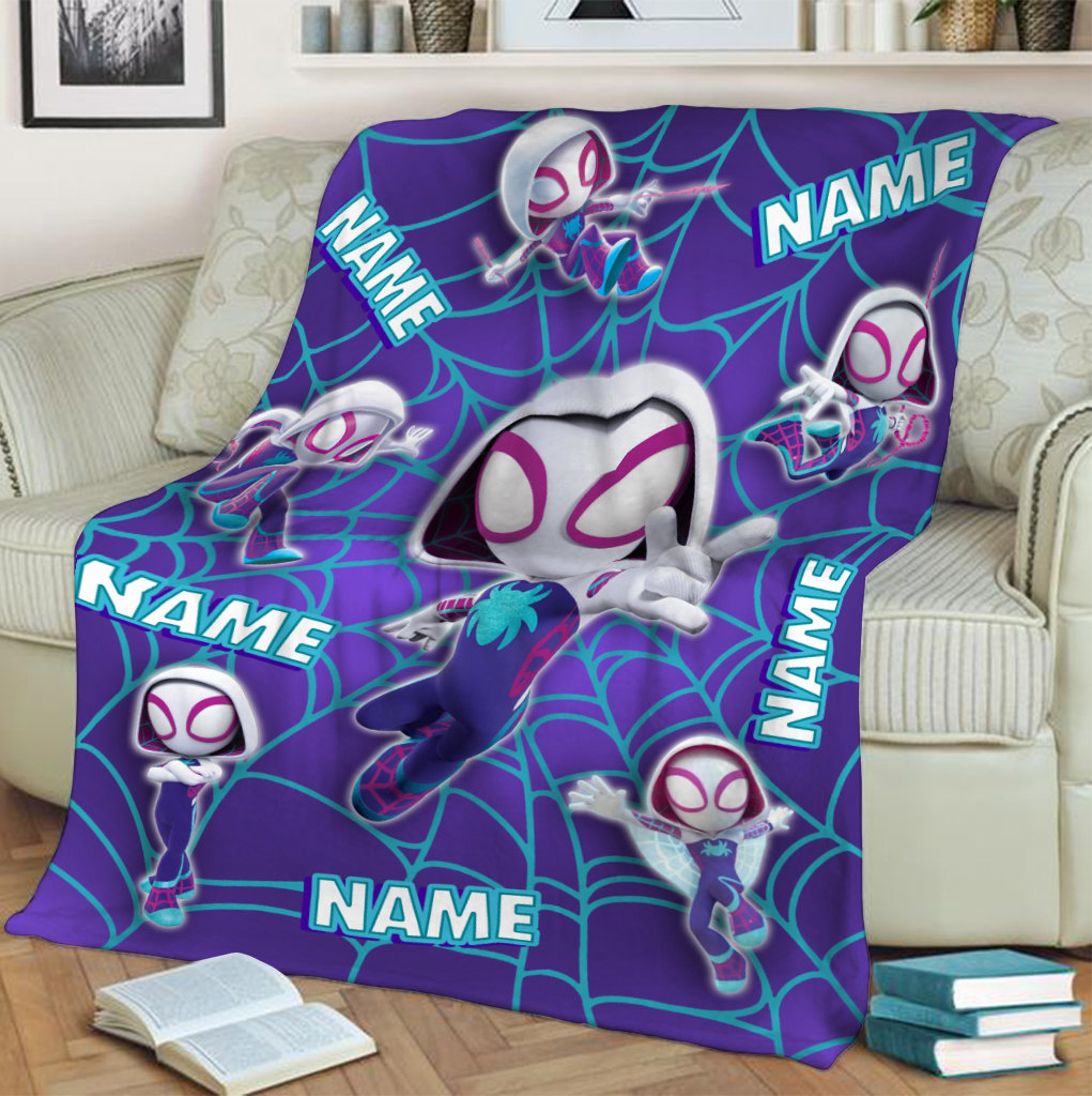 Spider Gwen Custom Name Quilt Blanket - Super Hero Blanket - Great Gift ...