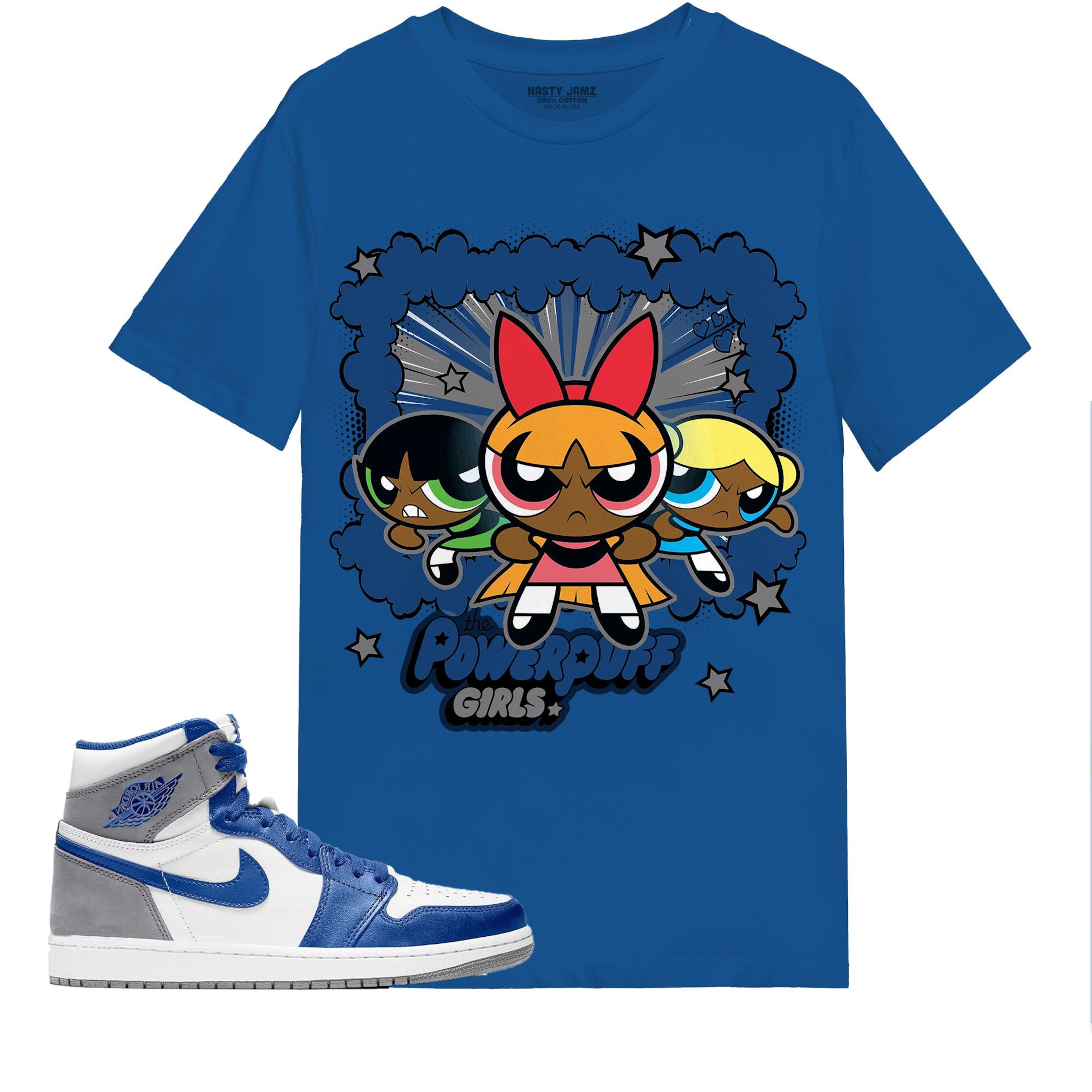 The Powerpuff Girls Shirt Match Jordan 1 High OG True Blue Shirt In ...