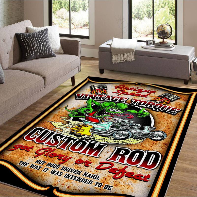 Vintage Torque Custom Hot Rod Area Rug Hot Rod Rug for Garage - Bluefink