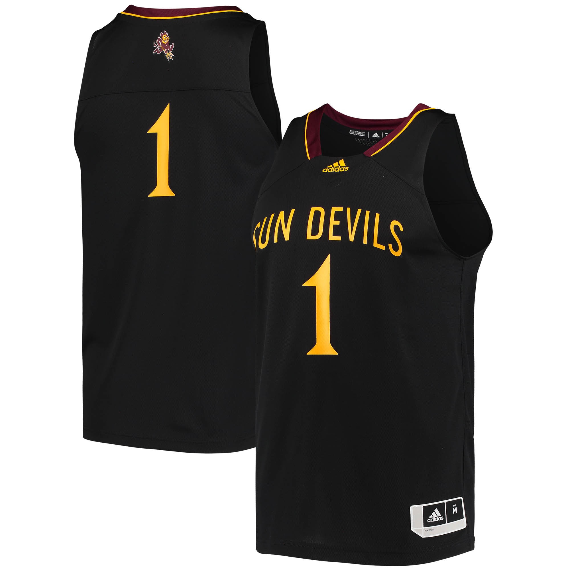 #1 Arizona State Sun Devils Adidas Reverse Retro Jersey - Black Ncaa ...