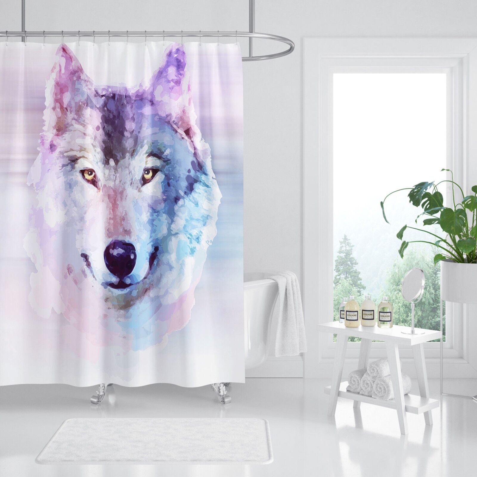 3D Wolf Animal Waterproof Bathroom Shower Curtain Decor - Bluefink