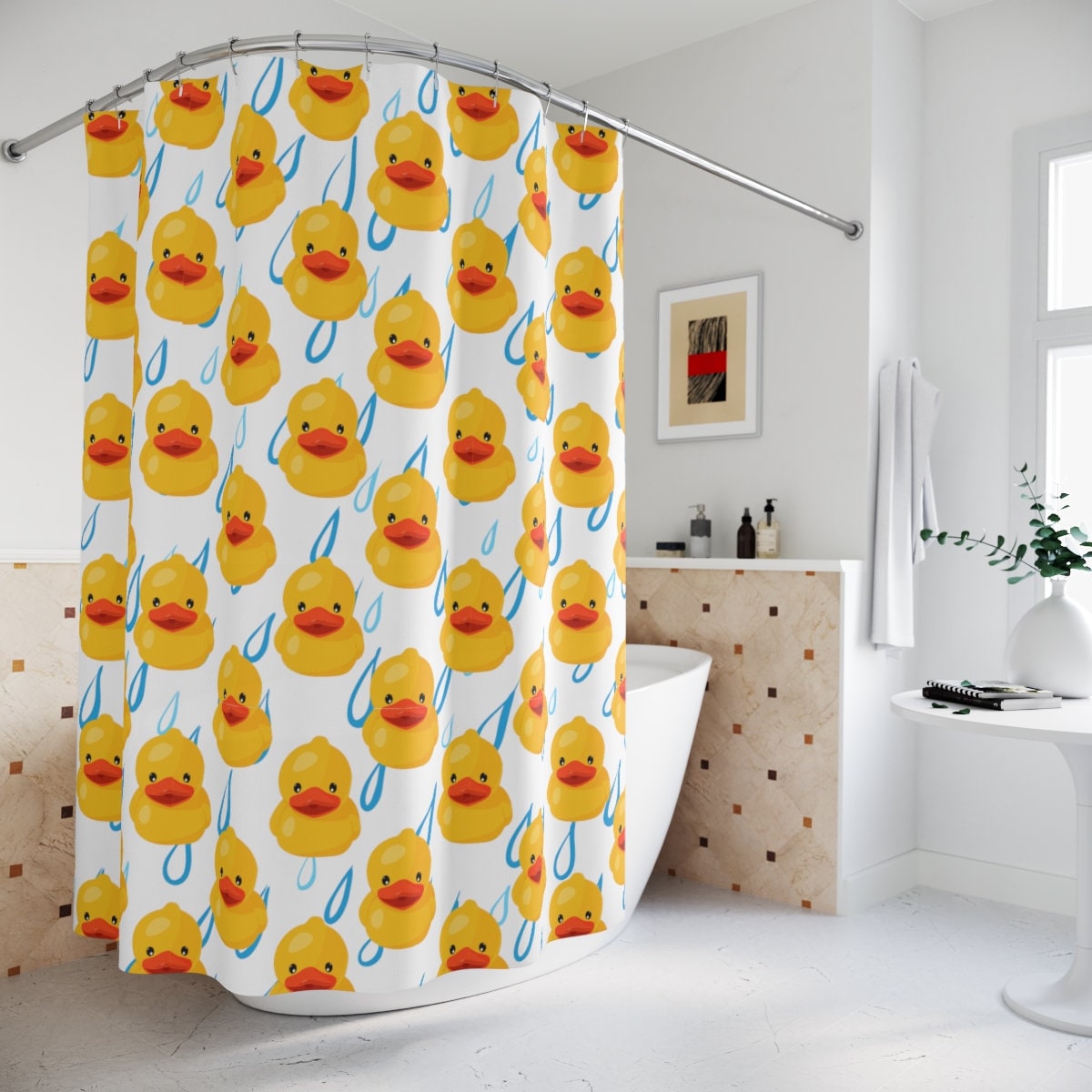 ASMR Rubber Duckies Shower Curtain - Cute Ducks Bathroom Decor - Bluefink
