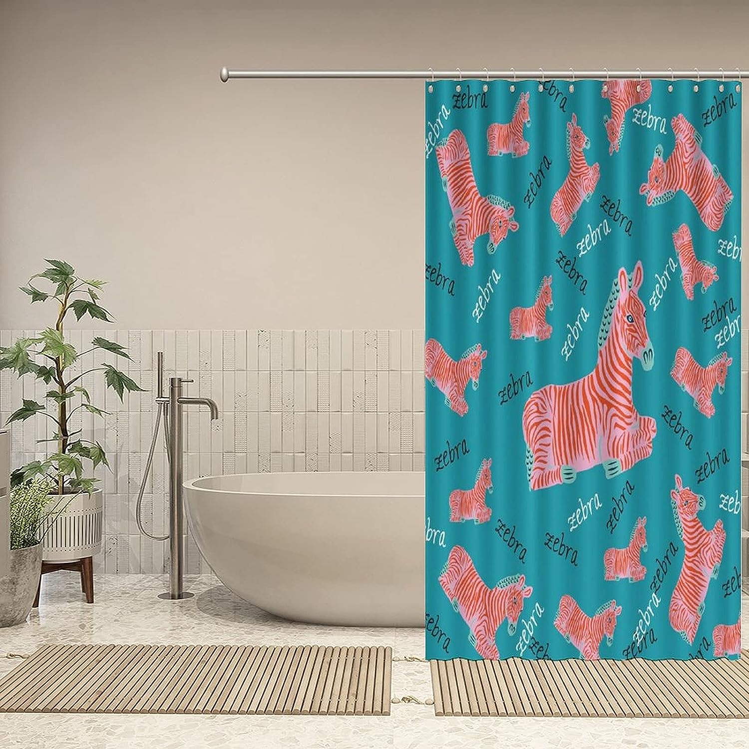 Add a Touch of the Wild to your Bathroom with Pink Zebra Shower Curtain ...