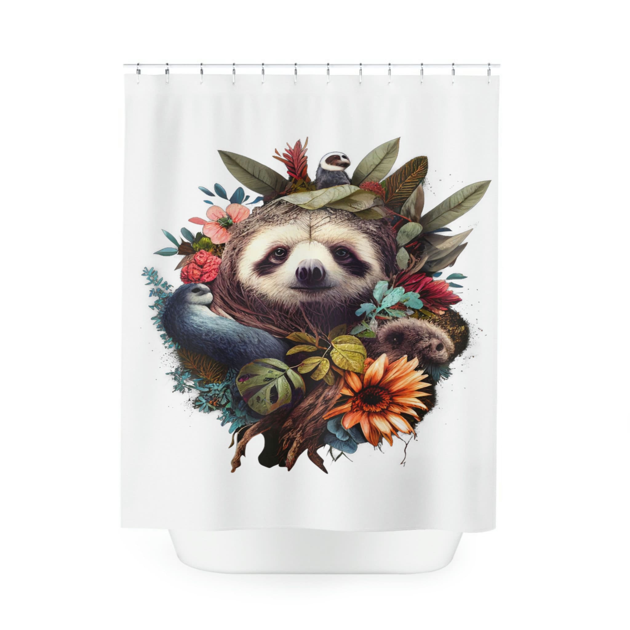 Aesthetic Luxury Sloth Sherpa Shower Curtain for Restrooms - Bluefink