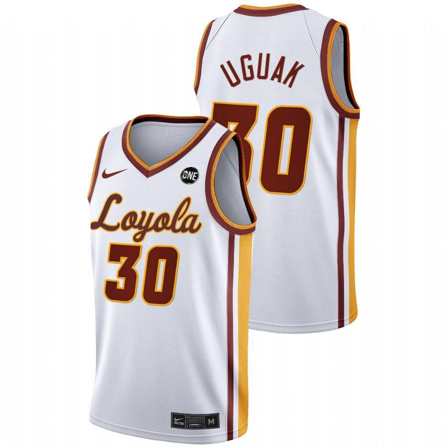Aher Uguak 30 White Loyola Ramblers 2022 College Basketball MVC ...