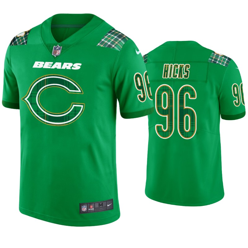 Akiem Hicks Chicago Bears #96 Jersey St. Patricks Day Kelly Green Lucky ...