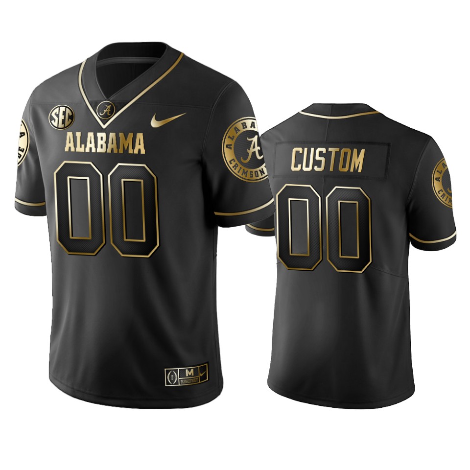 Alabama Crimson Tide Custom Black Golden Edition Limited Jersey - Bluefink