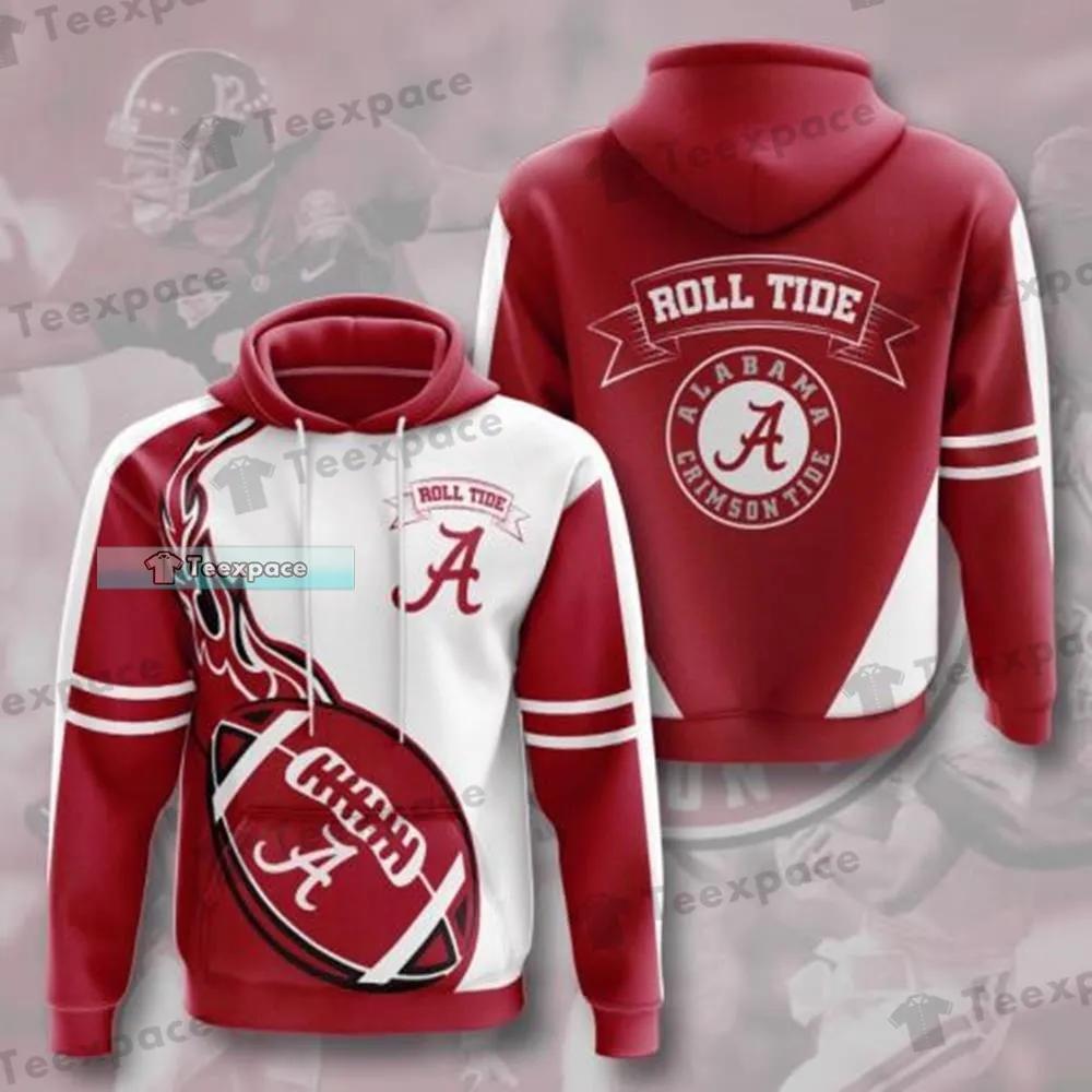 Alabama Crimson Tide Flame Rugby Ball Hoodie - Bluefink