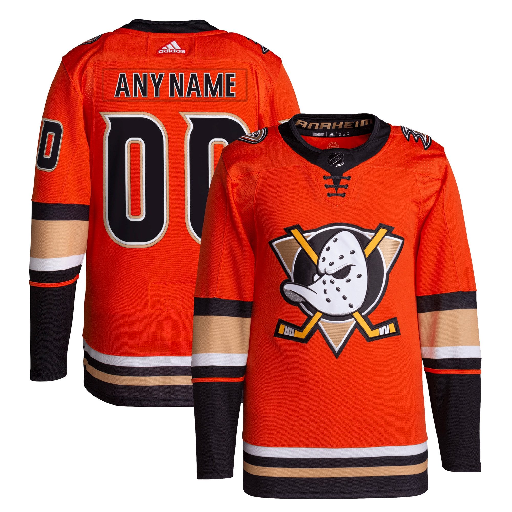 Anaheim Ducks Adidas Alternate Primegreen Authentic Pro Custom Jersey - Orange Custom Jerseys ...