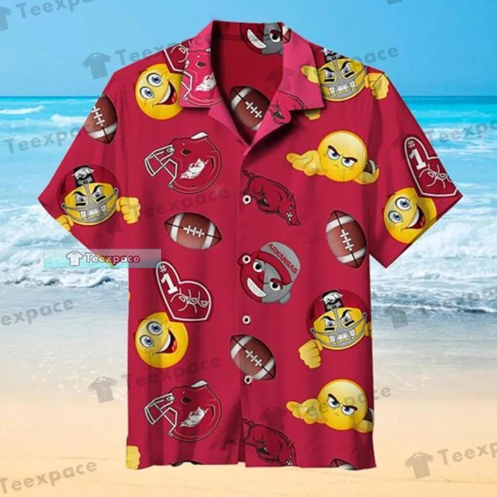 Arkansas Razorbacks Football Emoji Pattern Hawaiian Shirt - Bluefink
