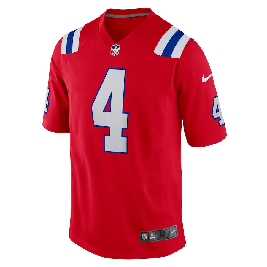 Bailey Zappe 4 New England Patriots Alternate Game Player Jersey - Red ...