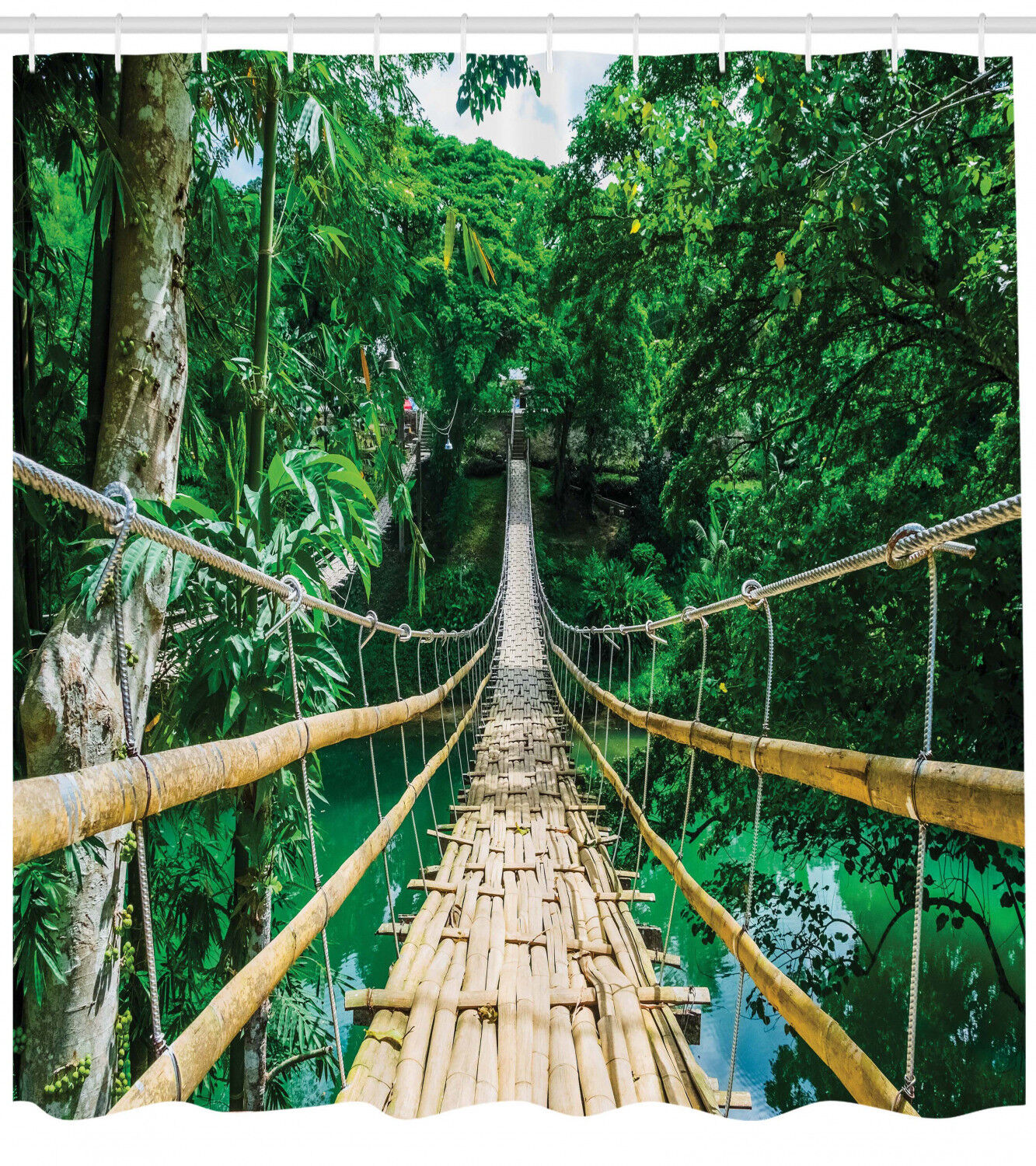 Bamboo Bridge in Tropical Forest Bohol Philippines Shower Curtain ...
