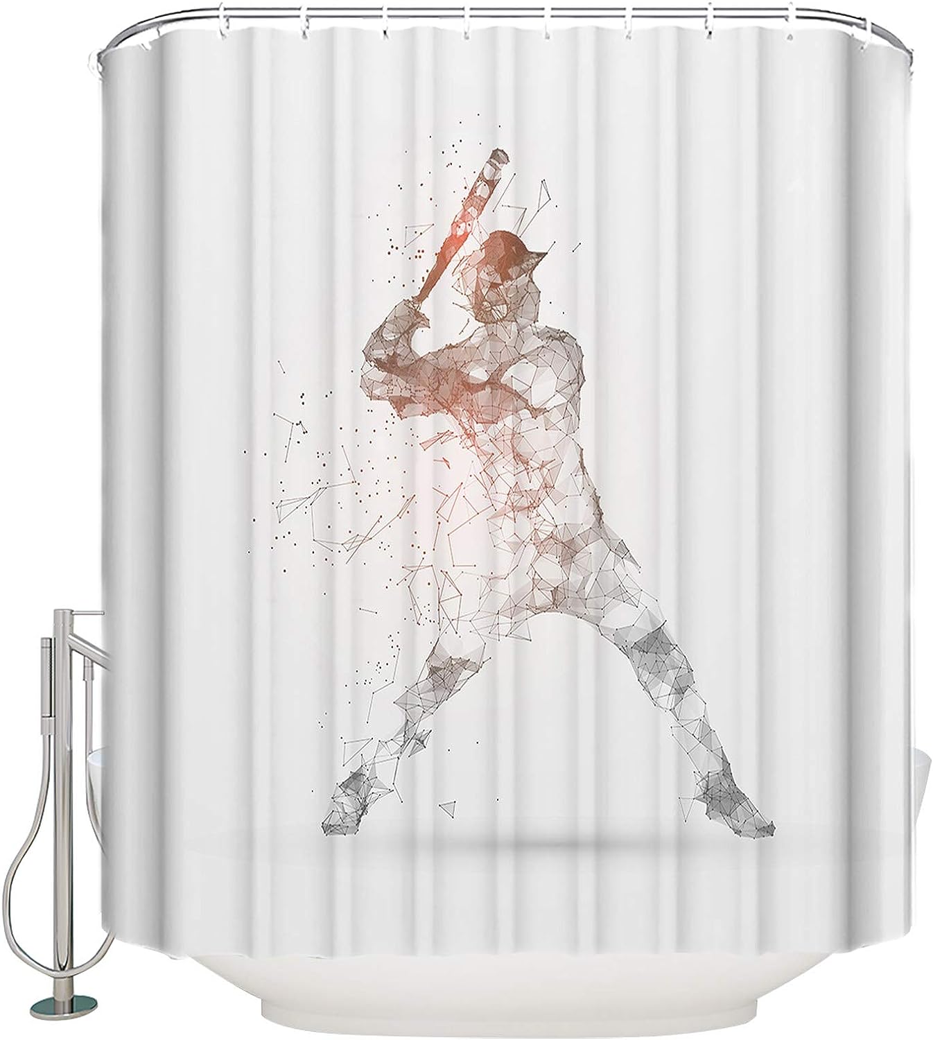 Baseball Game Shower Curtain - Ball Sports Theme Bathroom Decor - Bluefink
