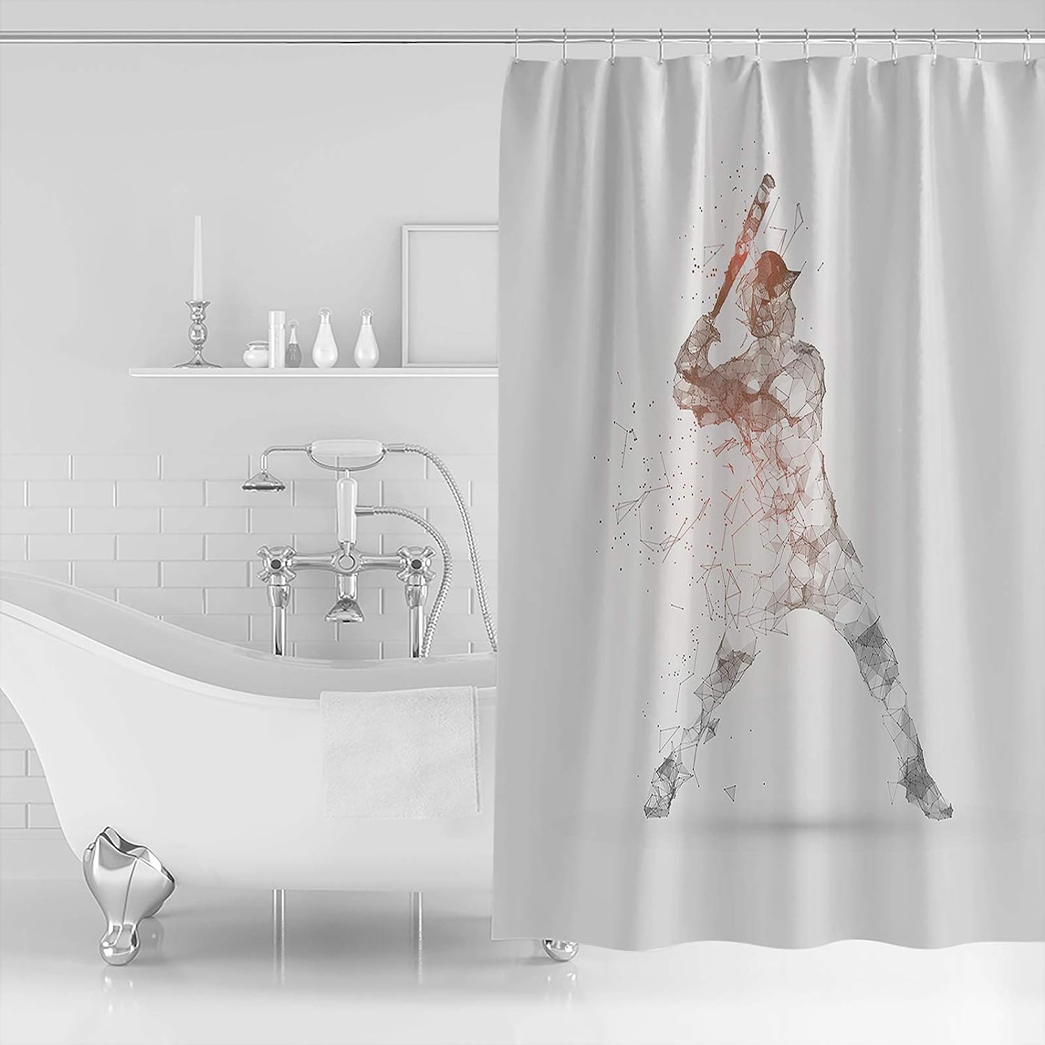 Baseball Game Shower Curtain - Ball Sports Theme Bathroom Decor - Bluefink