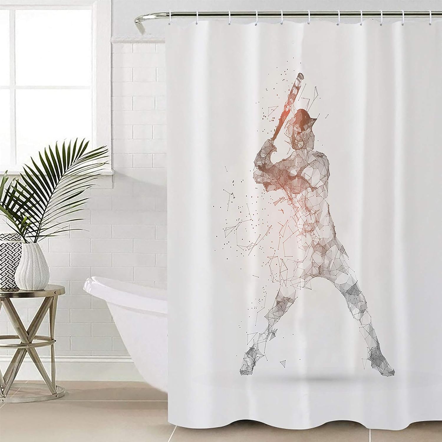 Baseball Game Shower Curtain - Ball Sports Theme Bathroom Decor - Bluefink