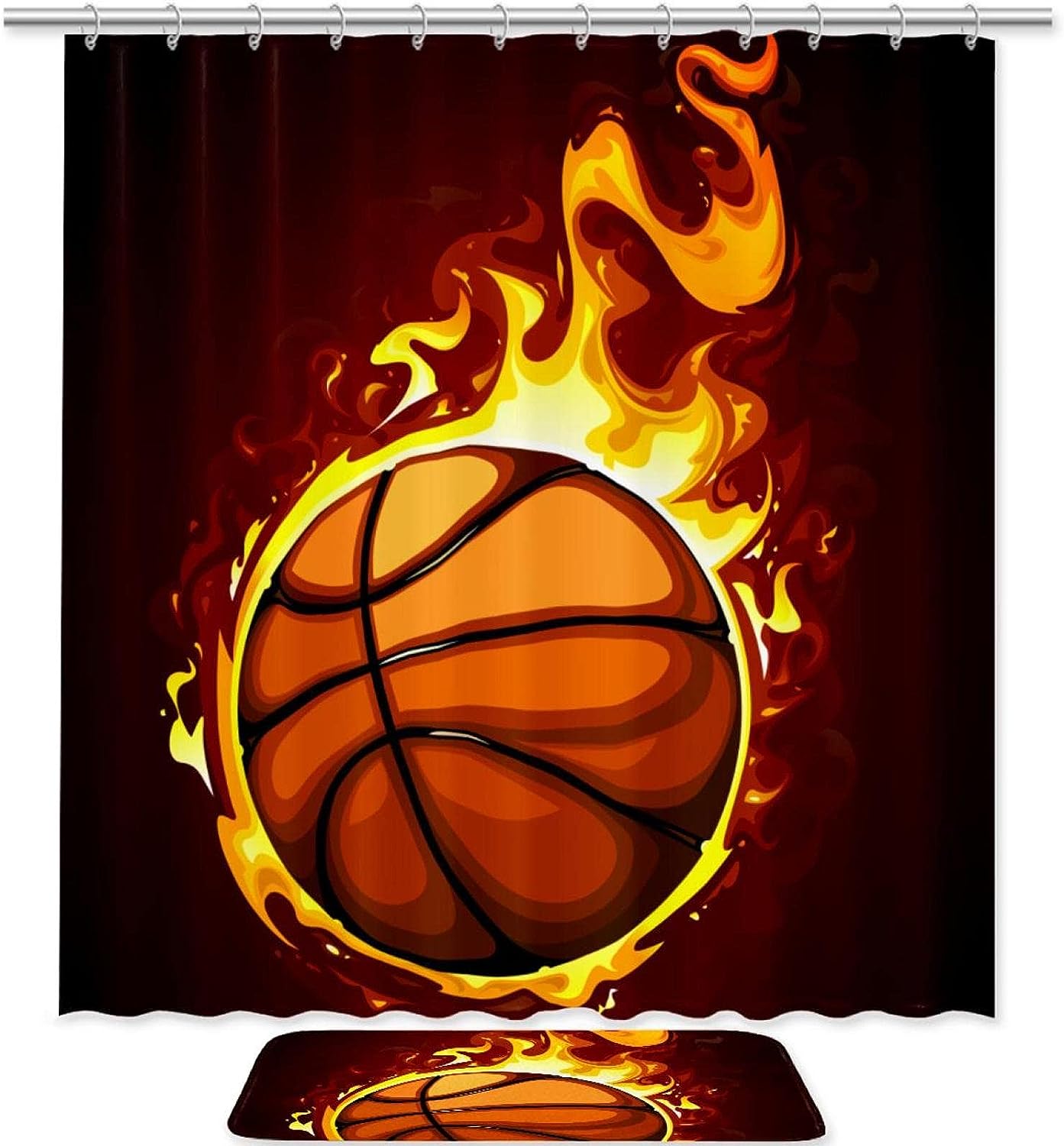 Basketball Fire Shower Curtain - Bring a Little Heat to Your Bathroom ...