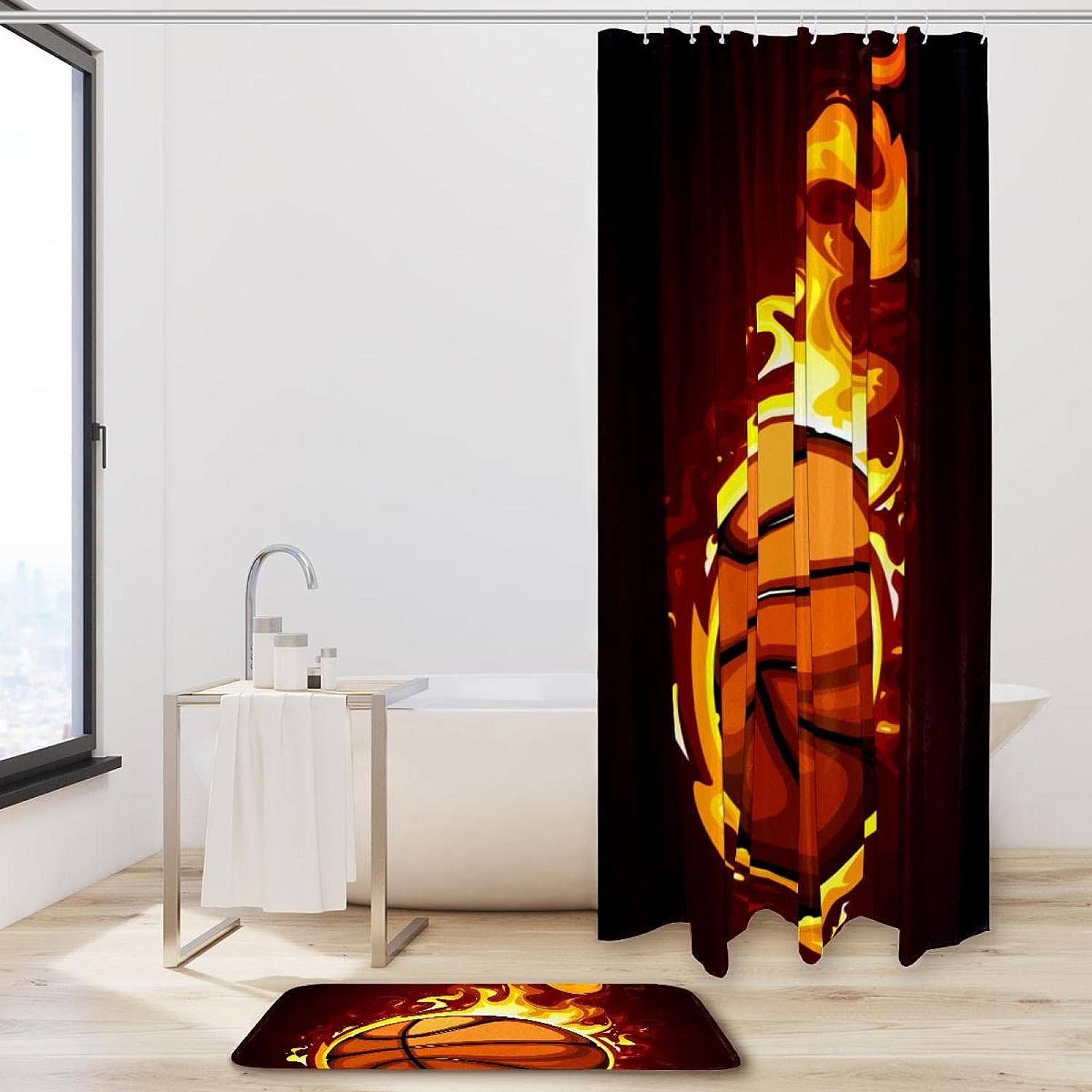 Basketball Fire Shower Curtain - Bring a Little Heat to Your Bathroom ...
