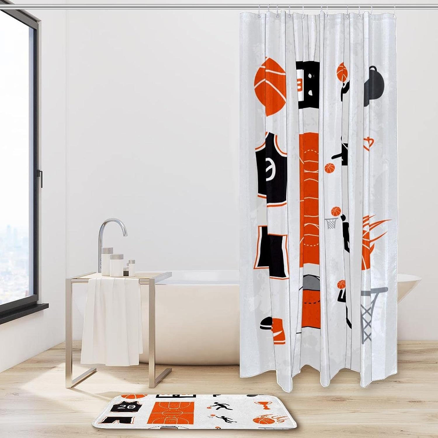 Basketball Symbols Waterproof Shower Curtain for Bathroom - Bathroom ...