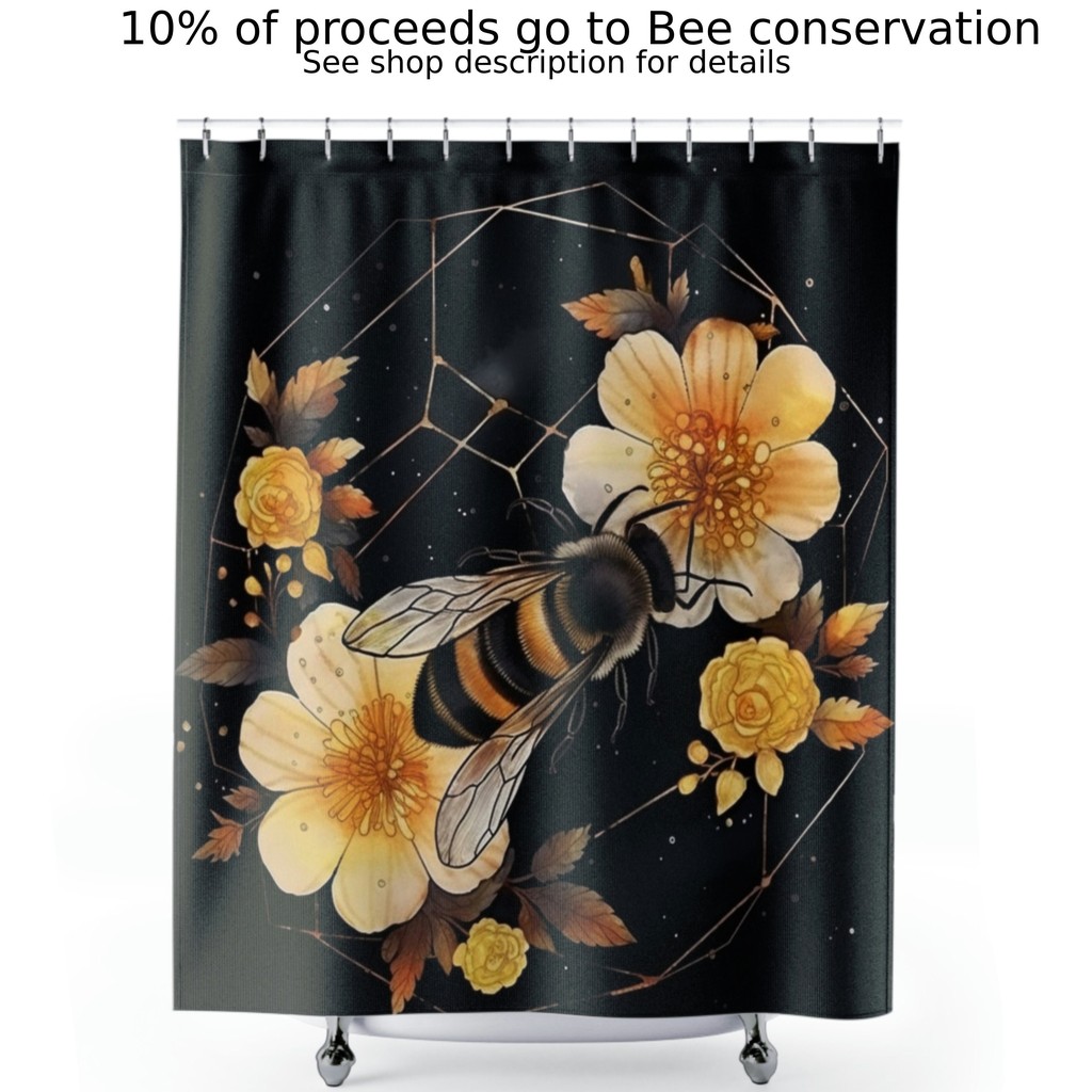 Bee Conservation Shower Curtain for Bathroom - Custom Design with ...