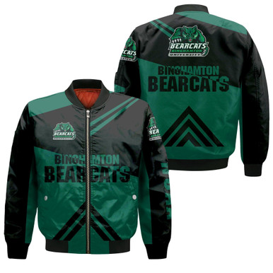 Binghamton Bearcats Basketball Bomber Jacket - Stripes Cross Shoulders ...