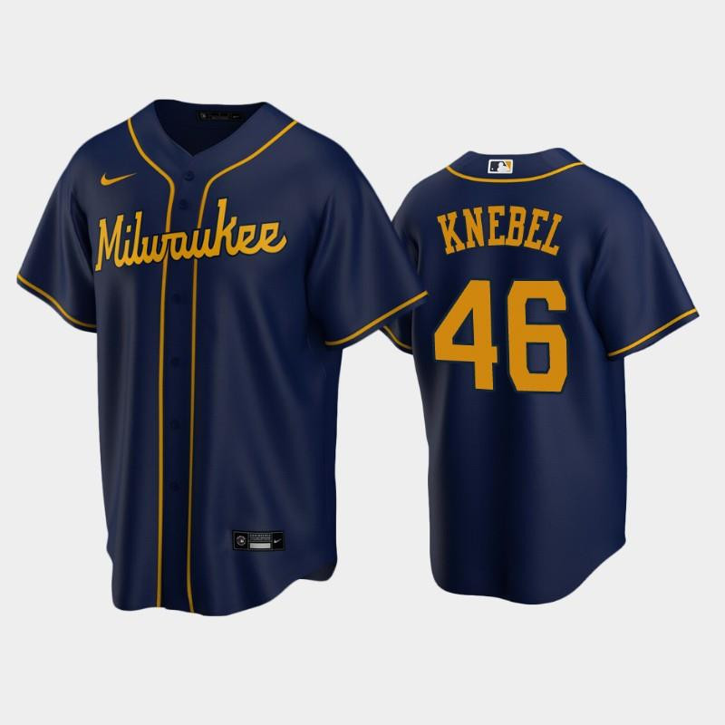 Brewers 46 Corey Knebel Alternate Navy Jersey - Bluefink