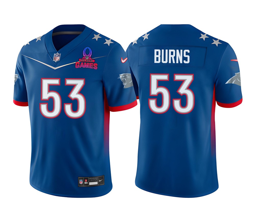 Brian Burns 53 Panthers Pro Bowl 2023 Patch Men Jersey - Blue - Bluefink