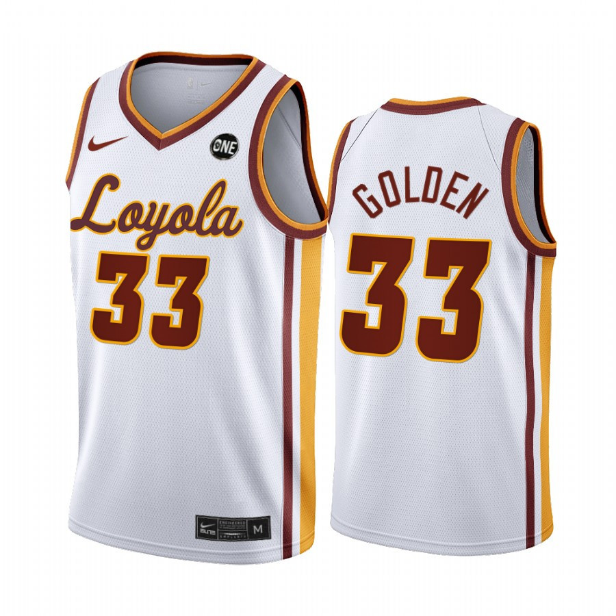 Bryce Golden 33 Loyola Chicago Ramblers White Jersey 2022-23 College ...