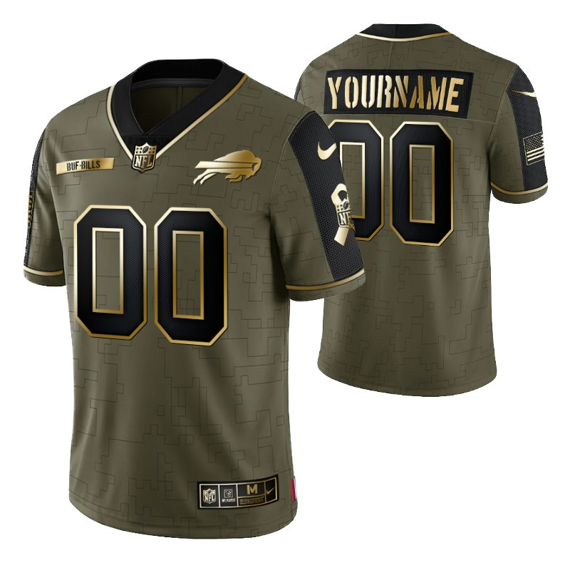 Buffalo Bills 2021 Nfl Golden Brandedition Olive Jersey Gift With ...