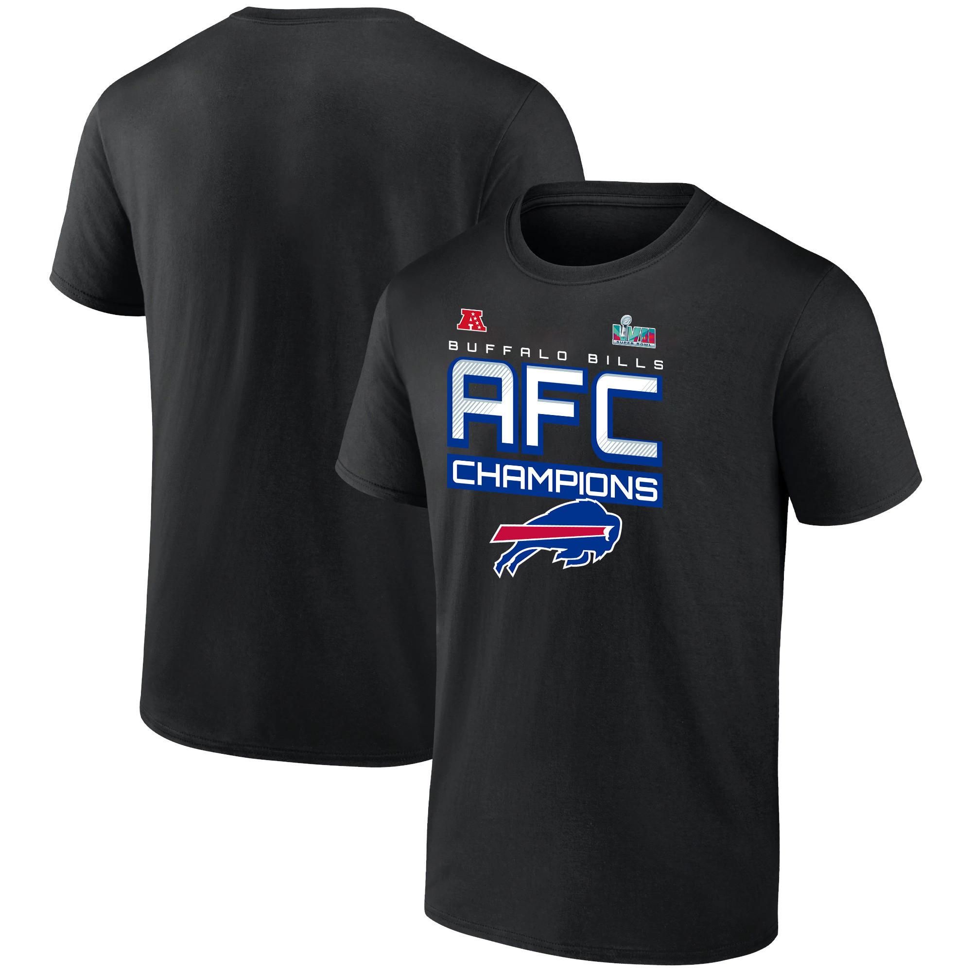 Buffalo Bills AFC Champions Iconic Slant Black T-Shirt - Bluefink