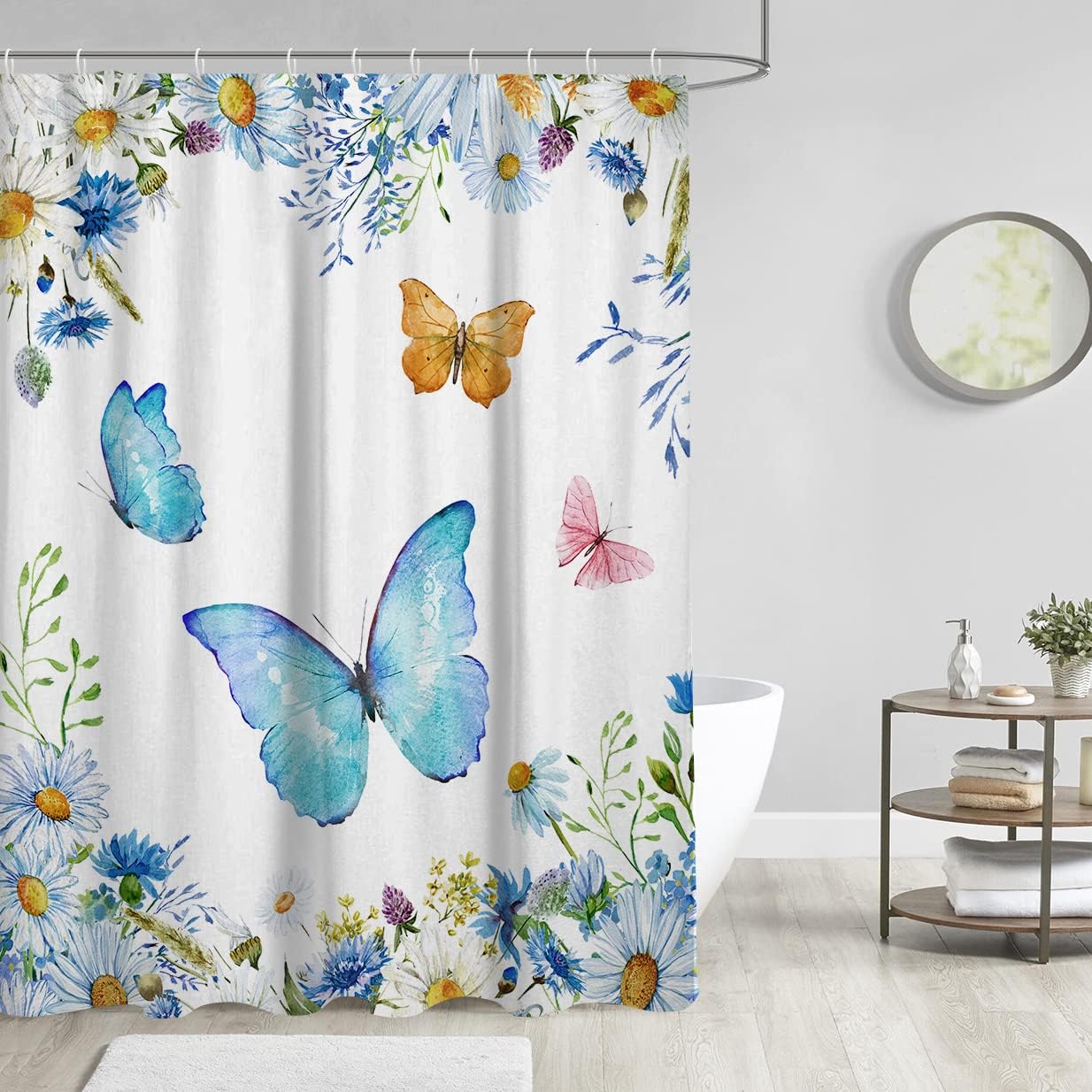 Butterfly Shower Curtain with Watercolor Floral Monarch - Perfect for ...