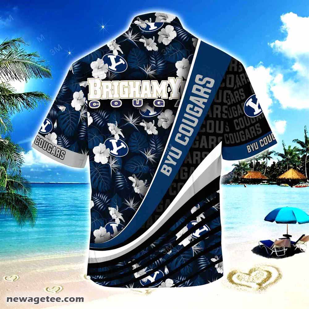 Byu Cougars Summer Beach Hawaiian Shirt With Tropical Flower Pattern ...