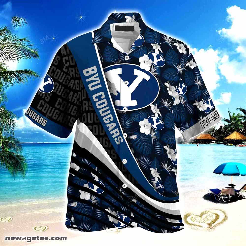 Byu Cougars Summer Beach Hawaiian Shirt With Tropical Flower Pattern ...