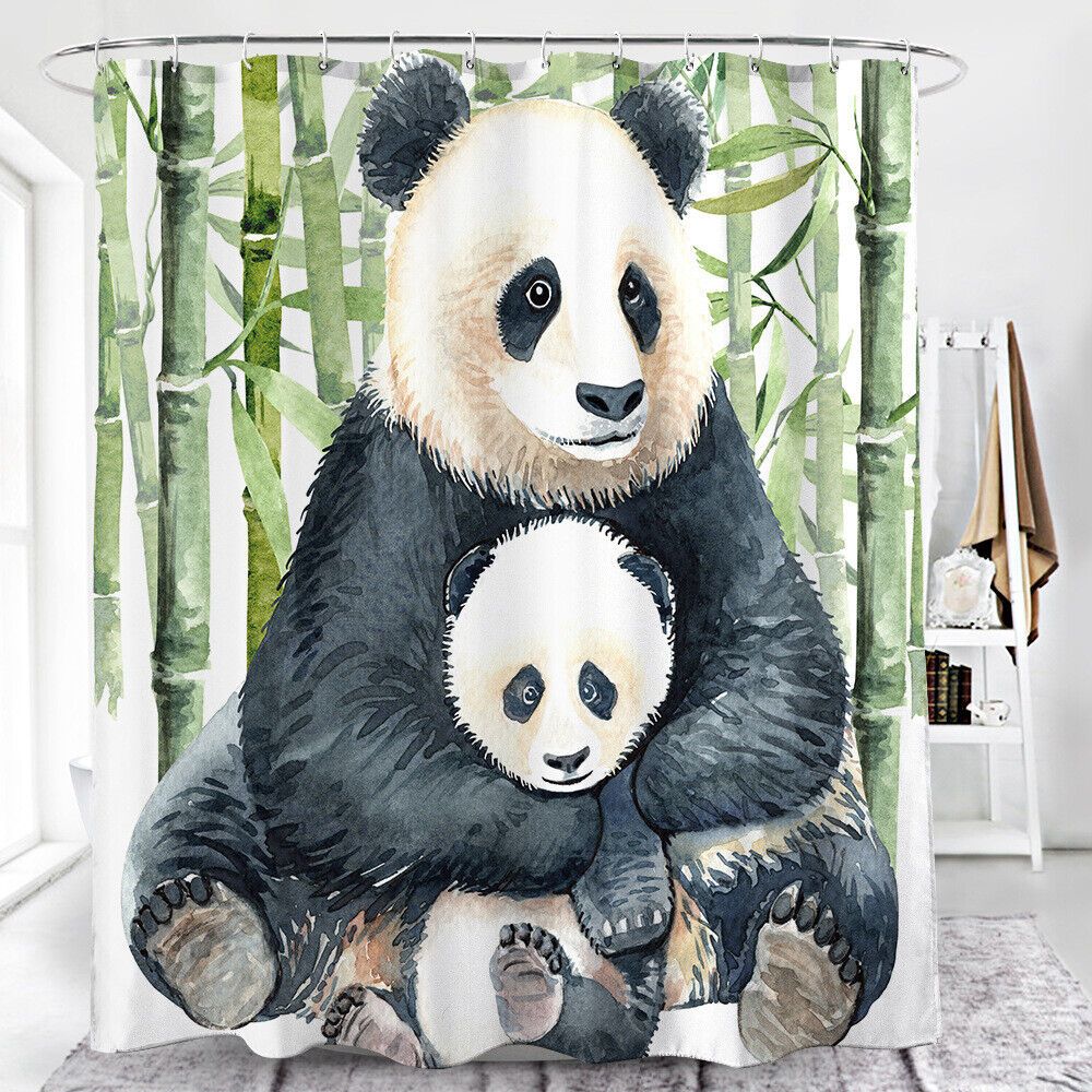 Cartoon Panda Bamboo Animal Print 3D Shower Curtain for a Chinese ...