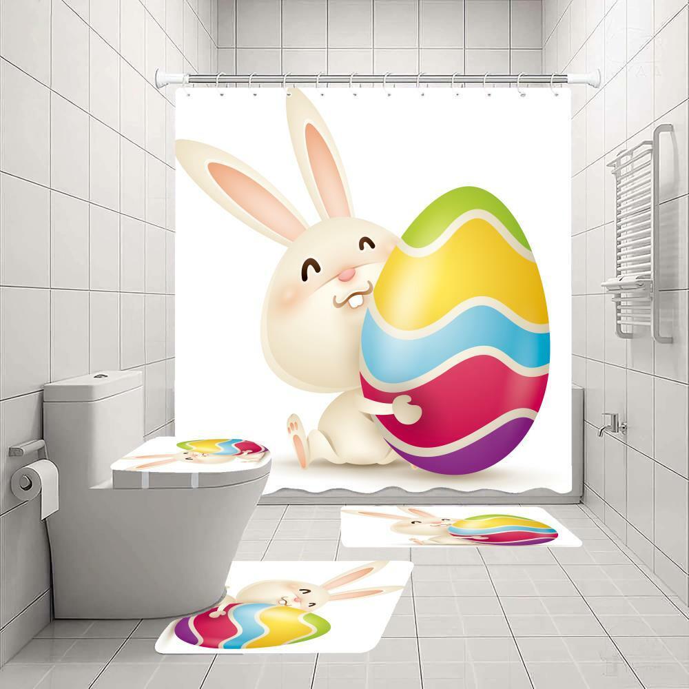 Cartoons Easter Eggs Rabbit Shower Curtain for a Playful Easter ...