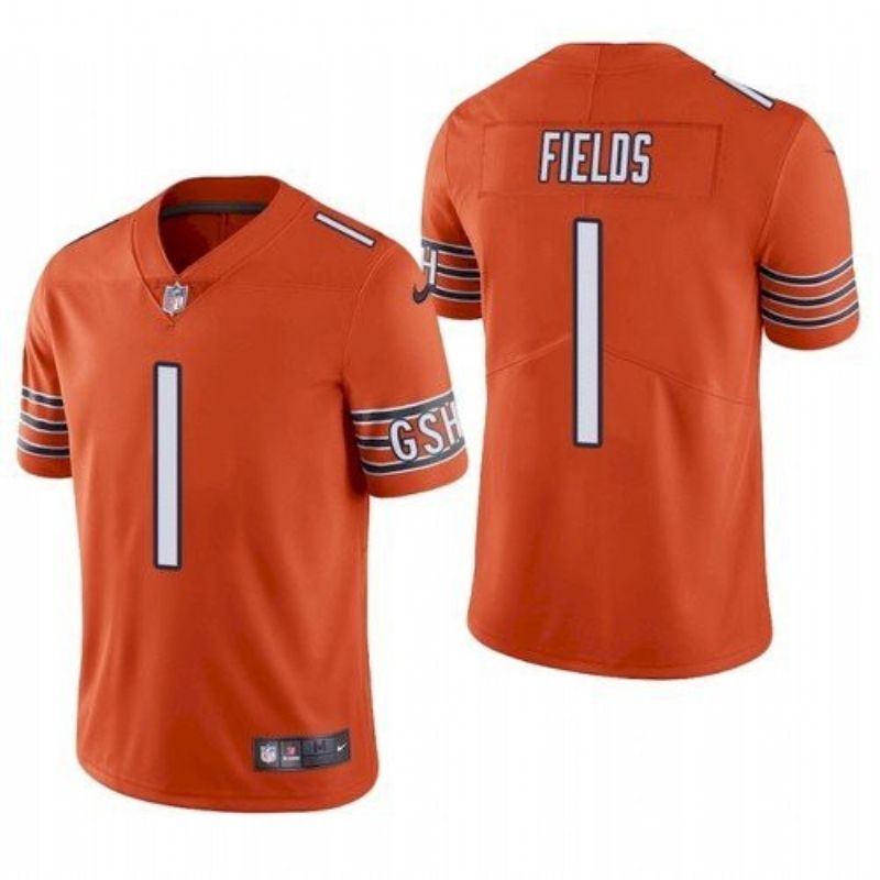 Chicago Bears Justin Fields #1 2021 Draft Nfl Burnt Orange Jersey For ...