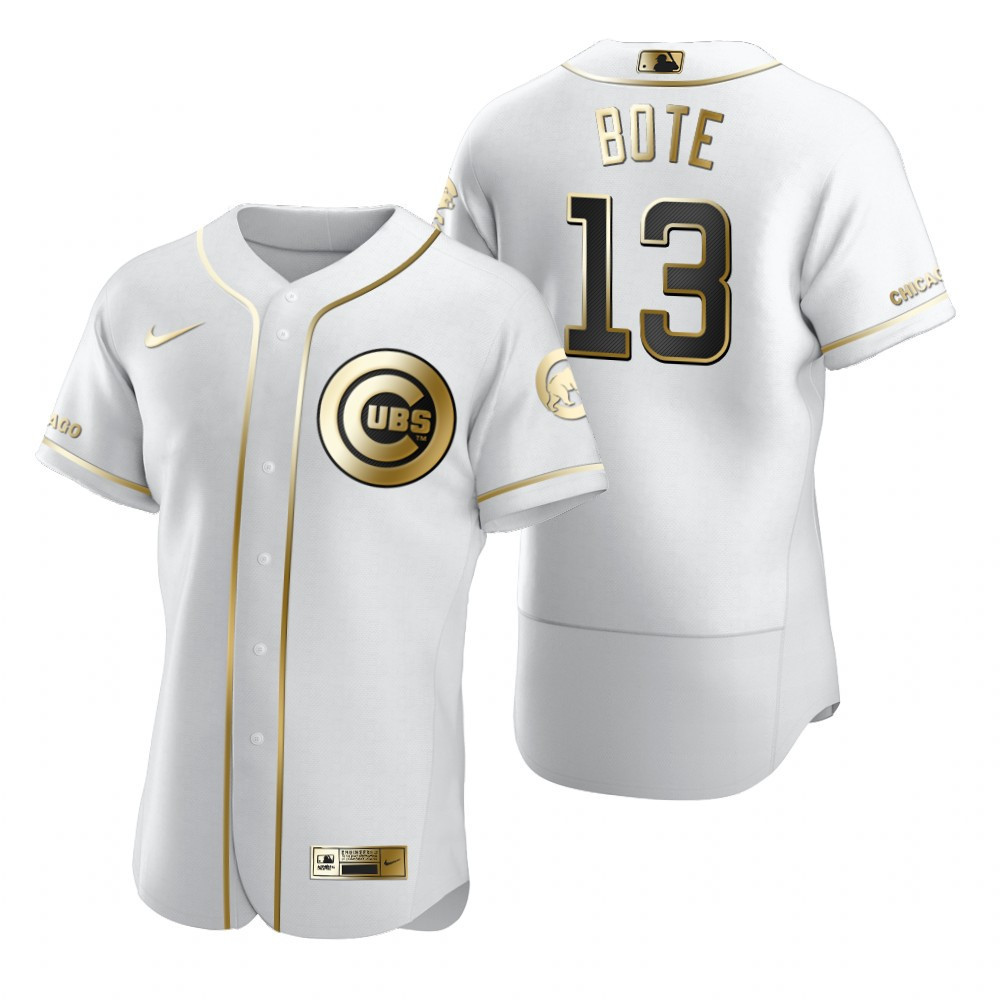 Chicago Cubs #13 David Bote Mlb Golden Brandedition White Jersey Gift ...