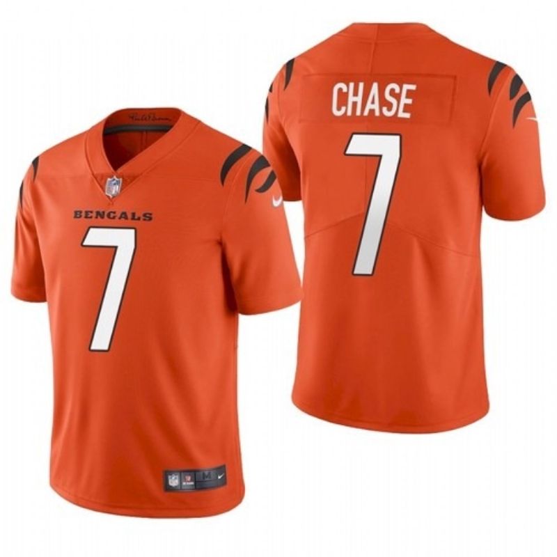 Cincinnati Bengals Jamarr Chase #7 2021 Draft Nfl Orange Jersey For ...