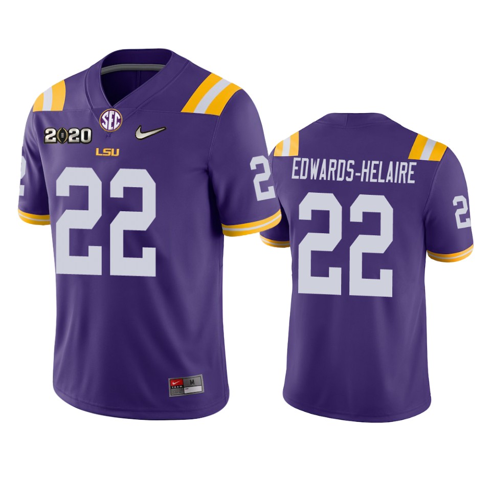 Clyde Edwards-helaire Lsu Tigers 2020 National Champions Purple Jersey ...