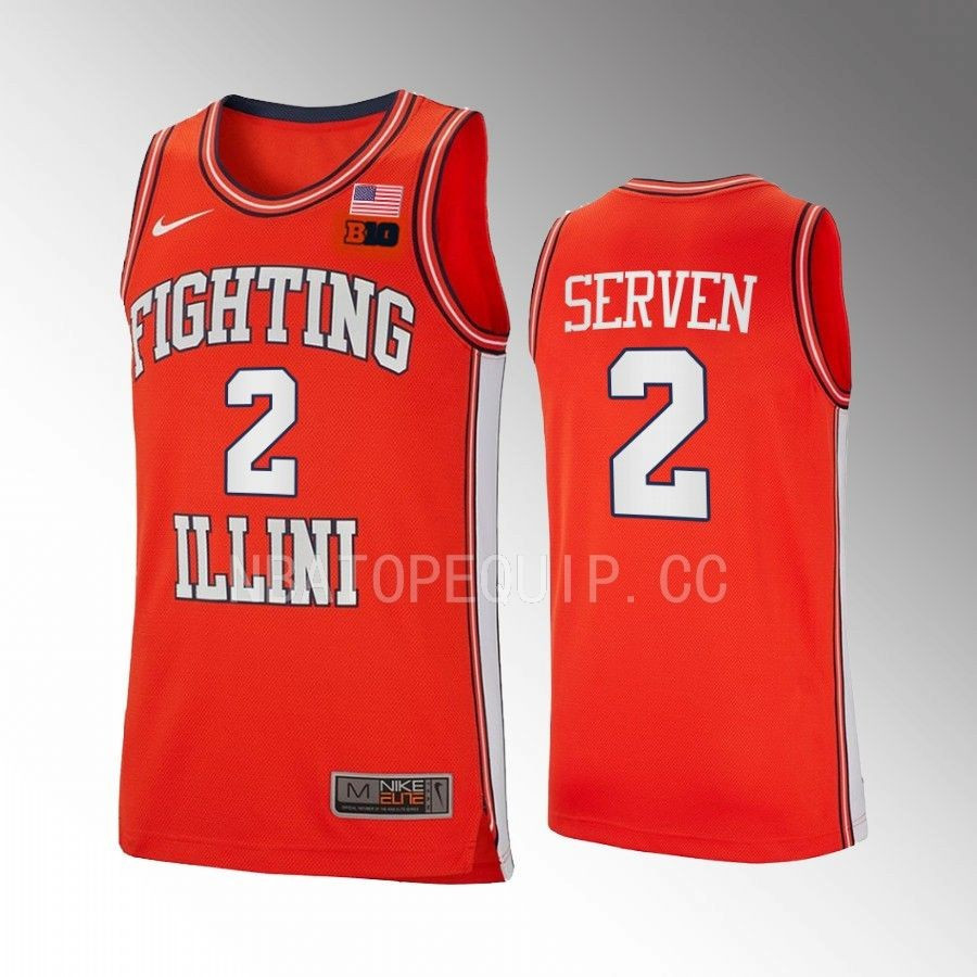 Connor Serven 2 Illinois Fighting Illini Orange Jersey 2022-23 Retro ...