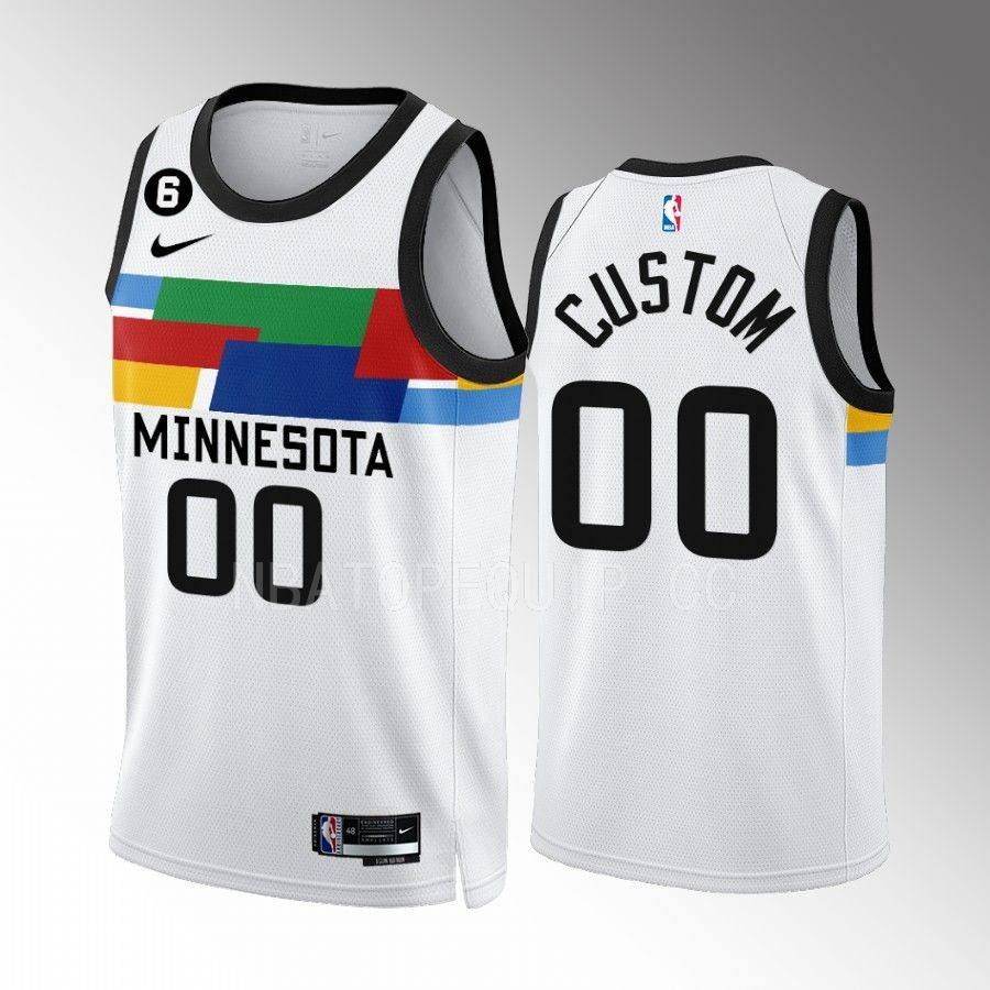 Custom 00 Minnesota Timberwolves City Edition White Men Jersey 2022-23 ...