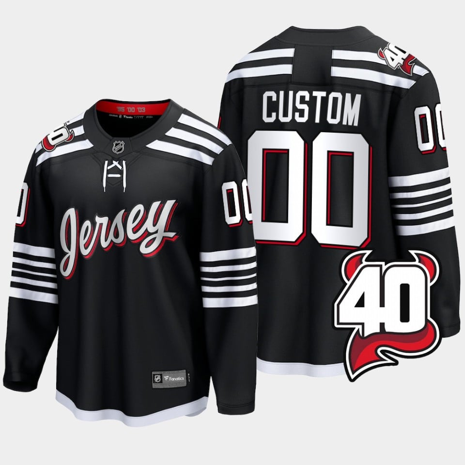 Custom 00 New Jersey Devils 2022-23 40th Anniversary Alternate Black ...