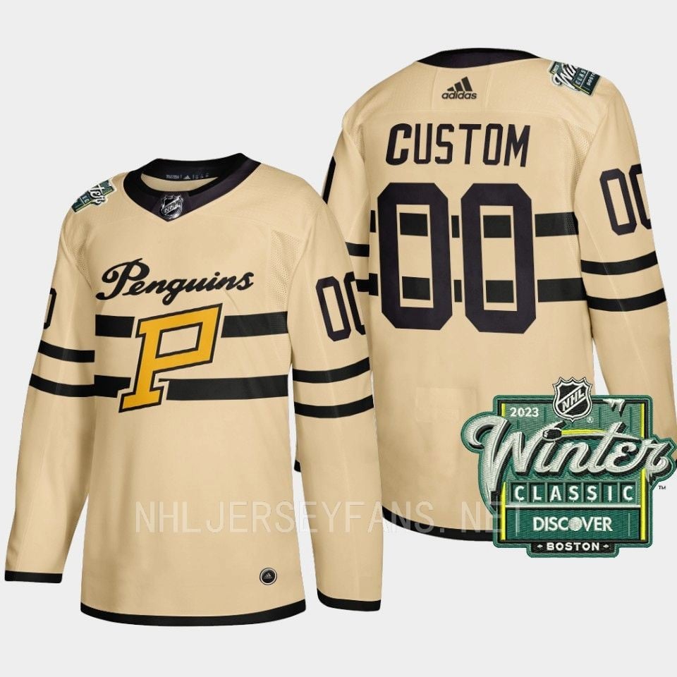 Custom 00 Pittsburgh Penguins 2023 Winter Classic Cream Jersey - Bluefink