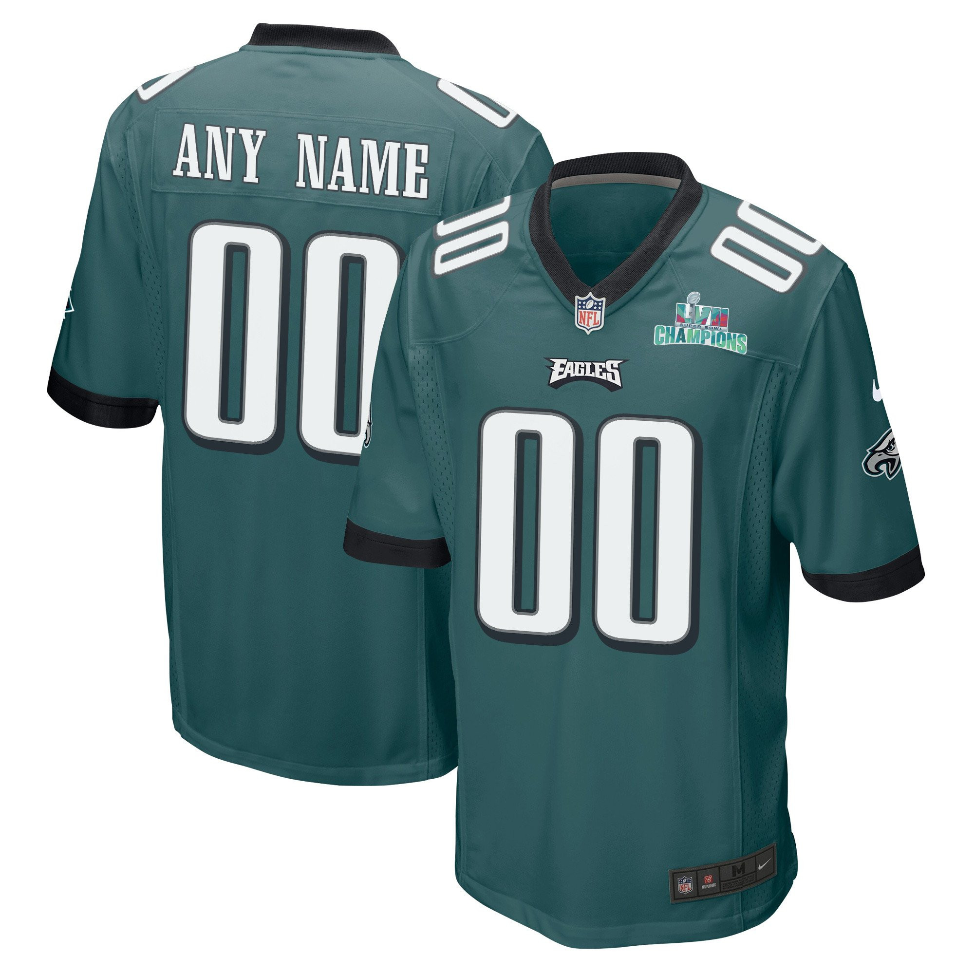 Custom Philadelphia Eagles Super Bowl LVII Champions Men Game Jersey - Midnight Green - Bluefink